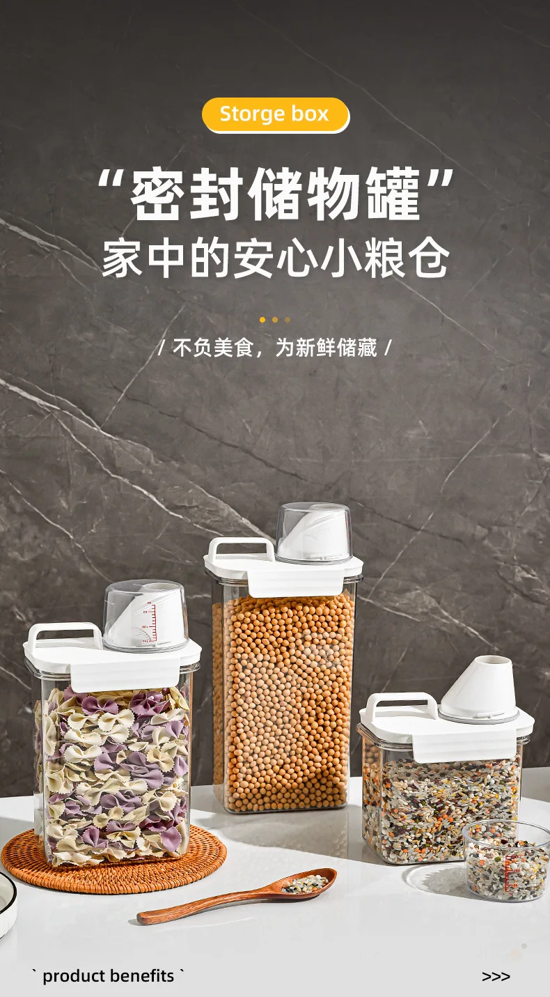 Grain Transparent Tank Rice Barrel Eco Friendly Plastic Bulk Food ...