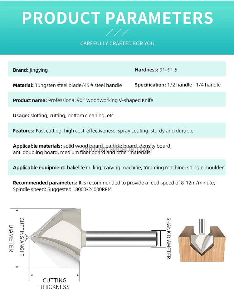1/4 1/2 Carving Tools Set Woodworking Tools Cutter V Shape End Mill ...