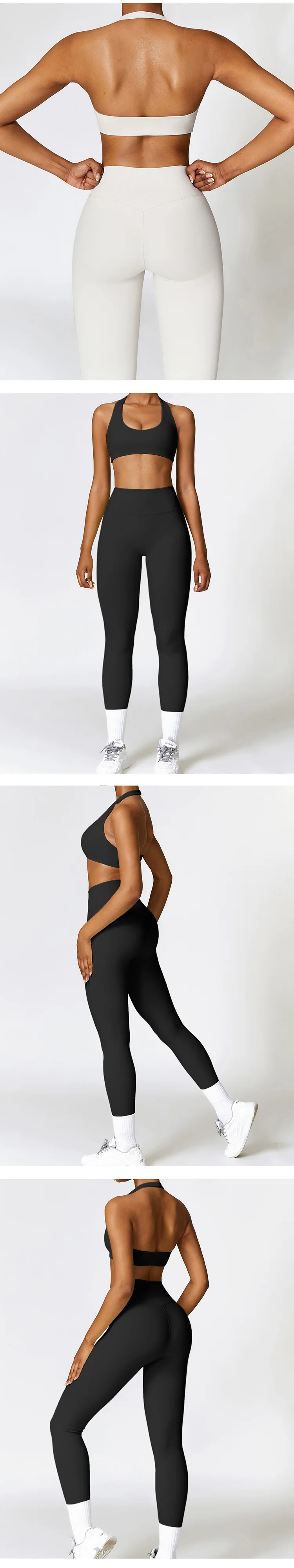 Tz8505 Sports High Elastic Tummy Control Nylon Leggings Halter Bra Soft ...