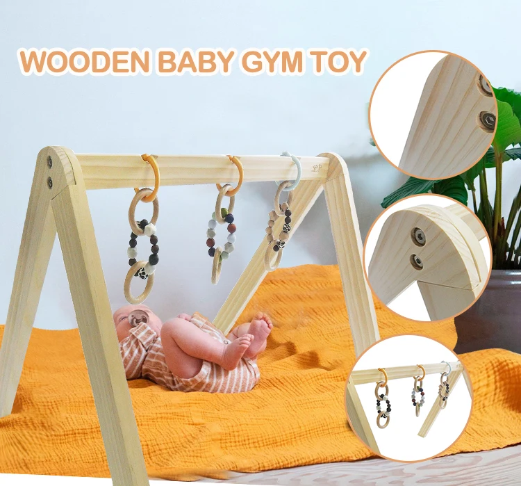 Natural Wooden Foldable Fitness Frame Toy Play Gym