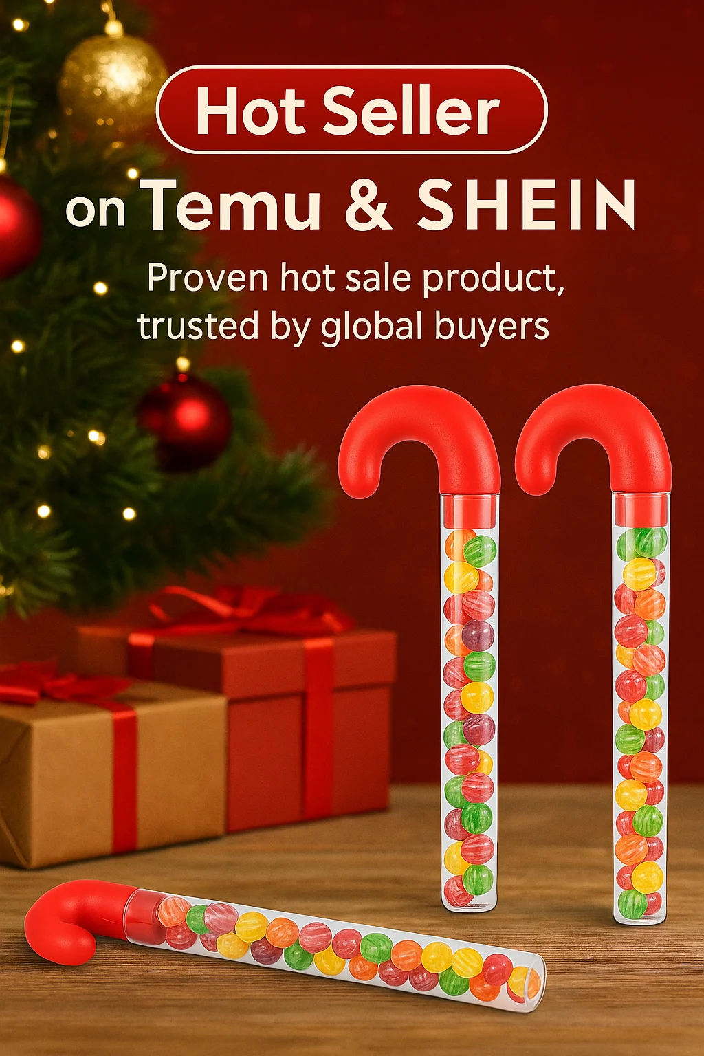 Screen Printing Surface Handling Holiday Candy Cane Plastic Container ...