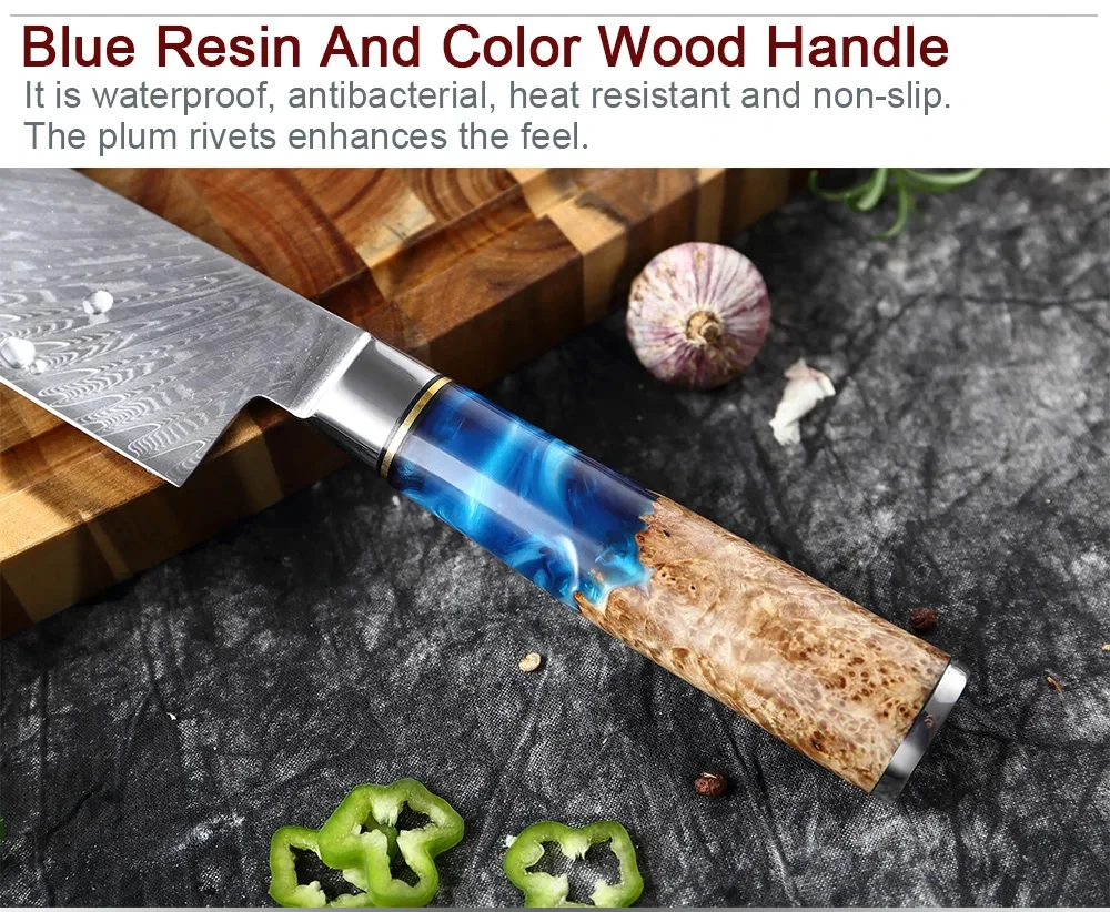 7 Inch Santoku Knife - Durable Japanese Damascus Steel