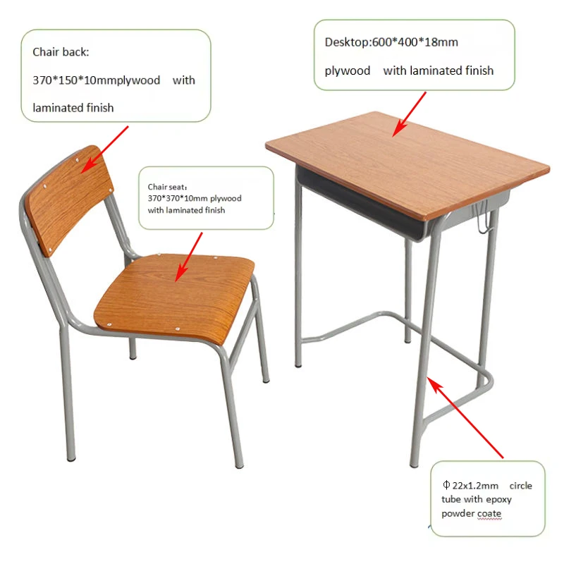 Single Student School Desk and Chair Set Metal Primary Classroom ...