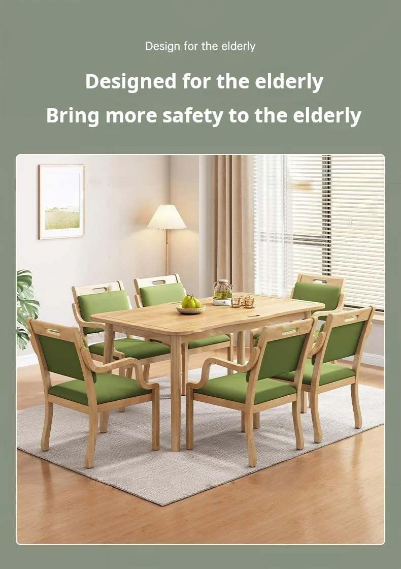 Elderly Home Solid Wood Dining Table And Chairs Nursing Home Supporting ...
