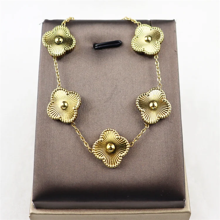 Cj Fashion Jewelry Sets 18k Gold Plated Four Leaf Clover Necklace ...