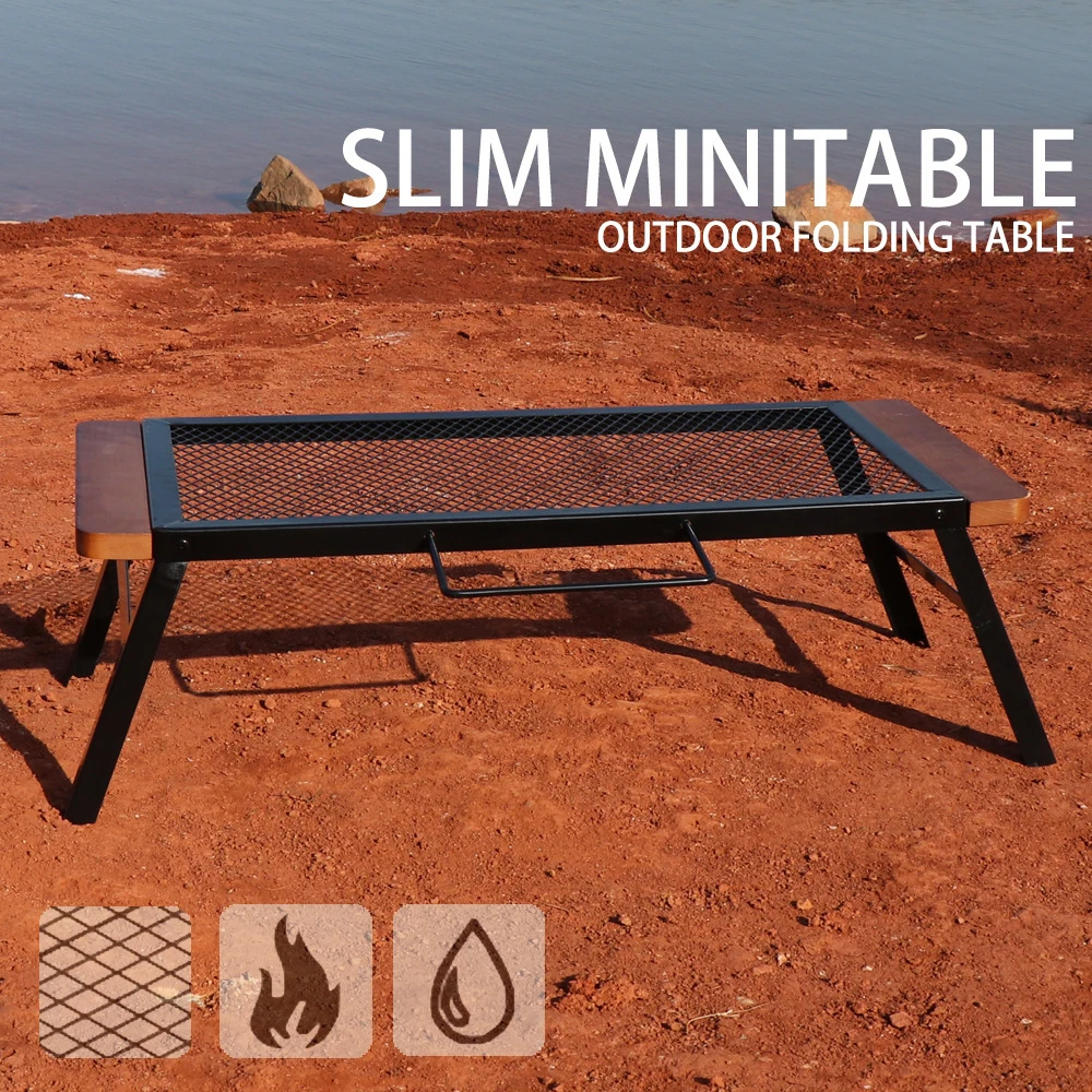 Portable Foldable Bbq Grill Rack Campfire Table For Cooking Camping ...