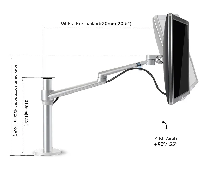 360 Degree Rotation Adjust Portable Clamping Desk Double Monitor Stand ...