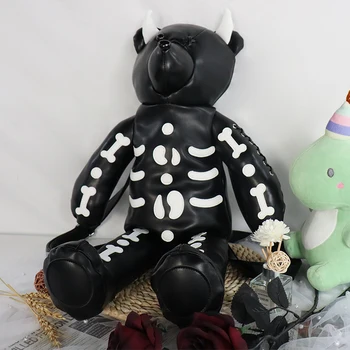 2022 Skeleton Bear Female Backpack Punk Style School Bags Doll Designer ...