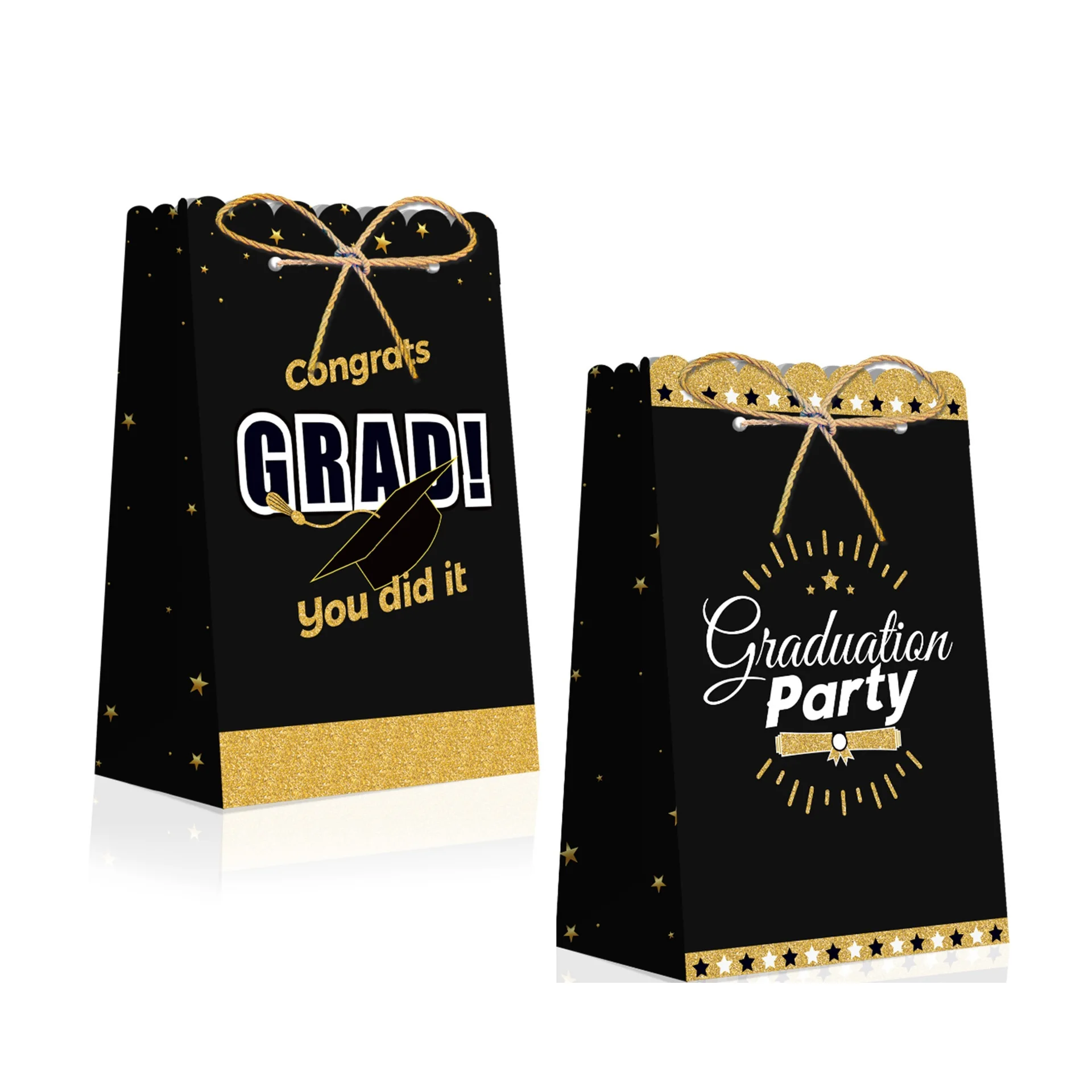 12 Piece Set of Kraft Paper Congrats Graduation Party Favor Bags Gift ...