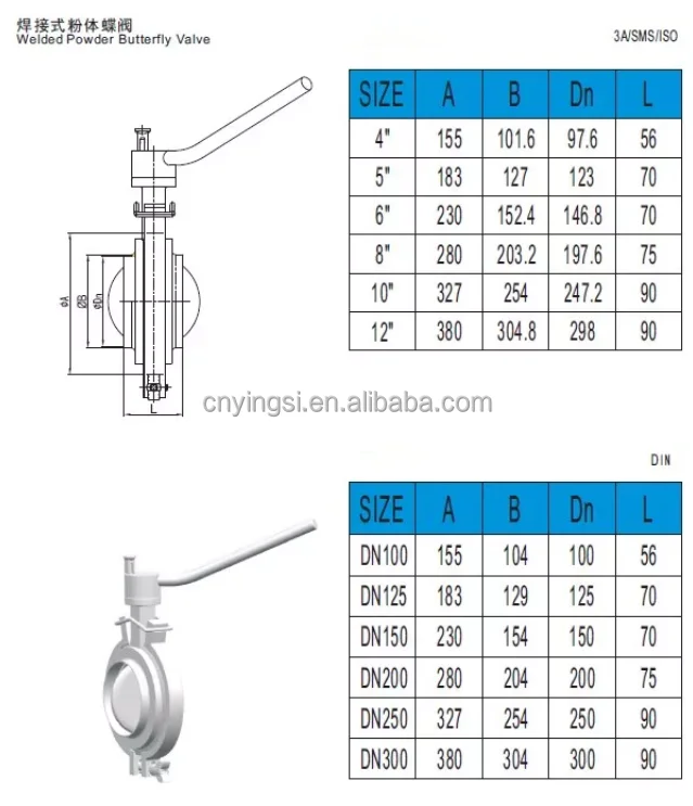 DN200 Sanitary Stainless Steel Soft Sealing Butterfly Valve