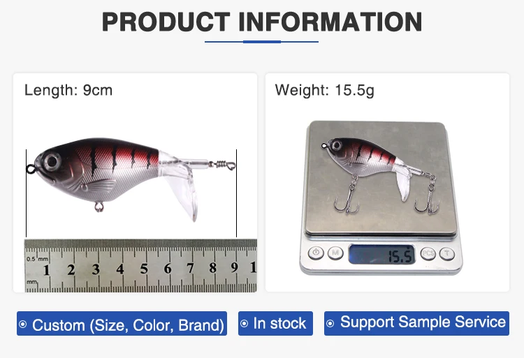 Hard Bait Propeller 9cm16g Surface Small Fat Tractor Rotary Warped Bass ...