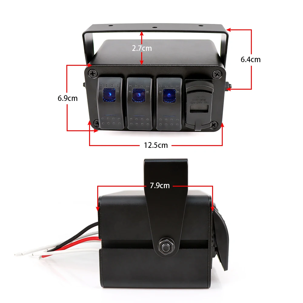 Valesun 12v Car Switch Panel Pd Type C Qc 3.0 Usb Charger Voltmeter ...