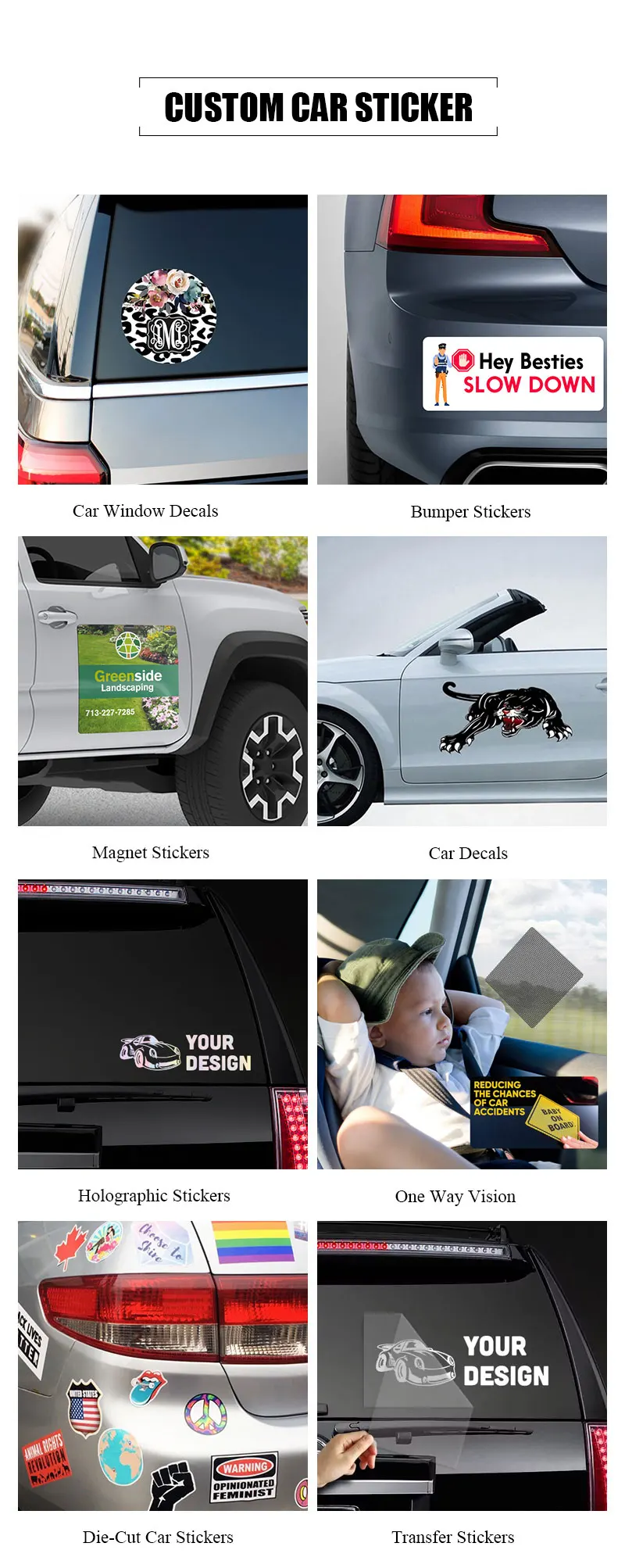 Customized UV Print Pvc Vinyl Car Body Bumper Stickers Magnet Car ...