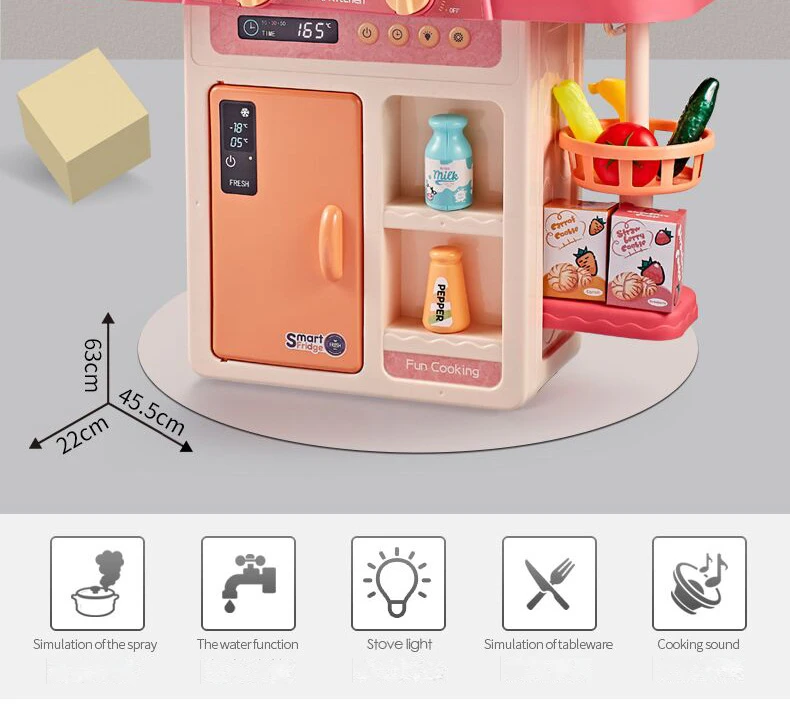 Modern Spraying Mini Kitchen Toy Set Realistic Cooking Light & Sound ...