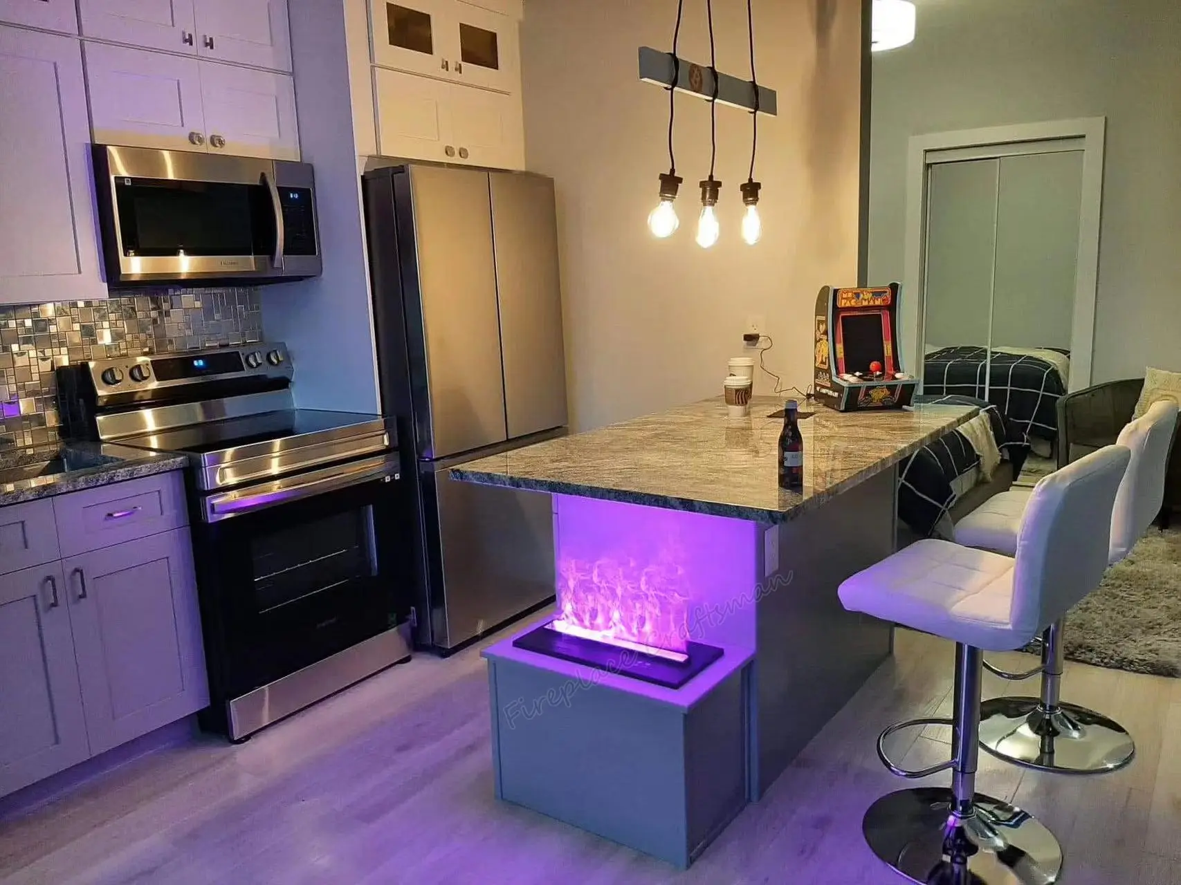 Modern Decorative 3d Decor Led Flame Wall Mount Water Steam Electric ...