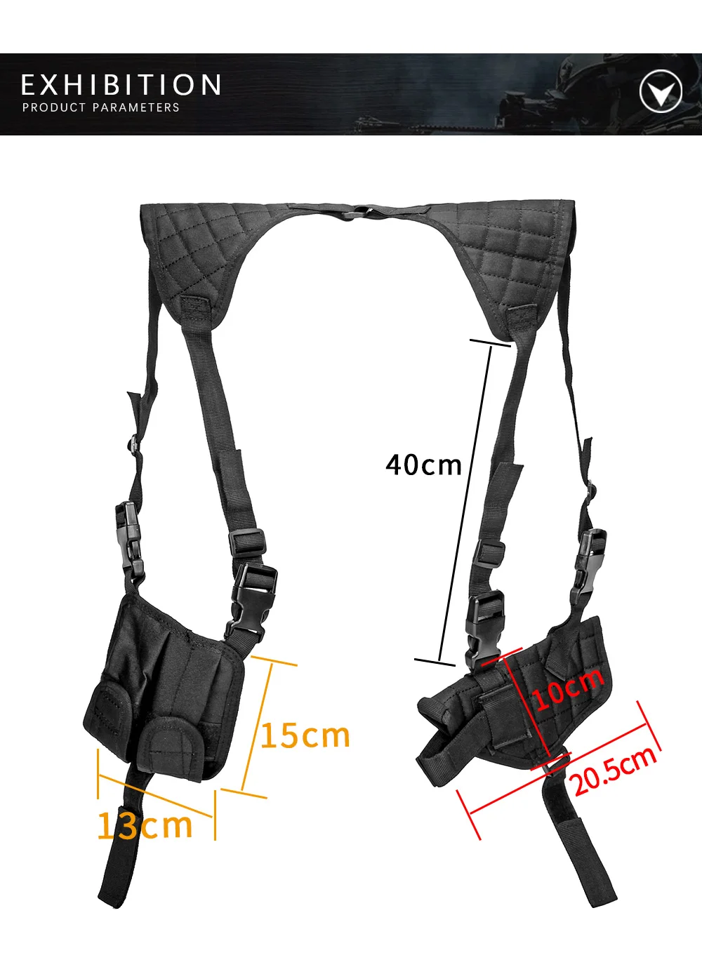 JSH Tactical Portable Agent Messenger Bags Double Shoulder Underarm Gun ...