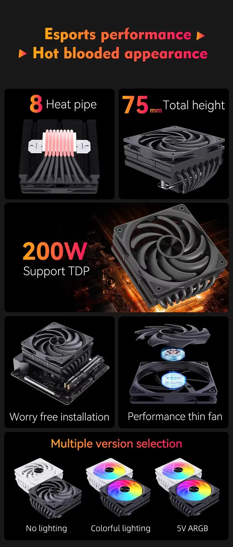 SNOWMAN MC75-8 CPU Cooler - Efficient 120mm Heat Sink