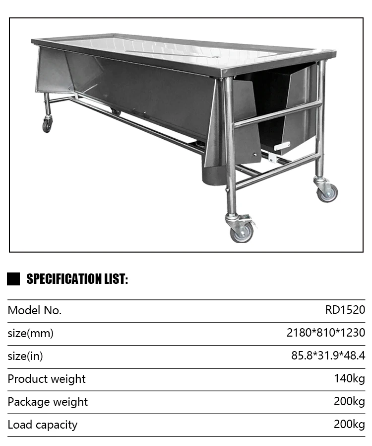 Stainless Steel Mortuary Trolley - Efficient Cadaver Transport