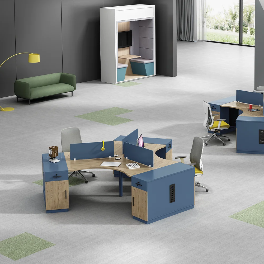 Extendable Partition Computer Staff Desk Table 3 Person Cubicle ...