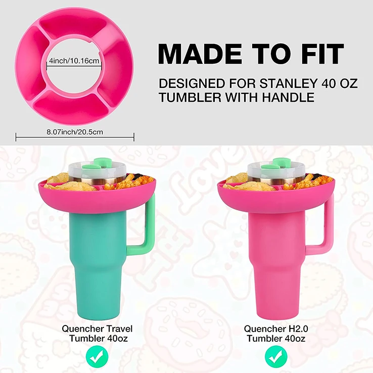 Reusable Silicone Snack Bowl For Stanley Cup 30 Oz Or40 Oz With Handle Snack Tray For Stanley ...