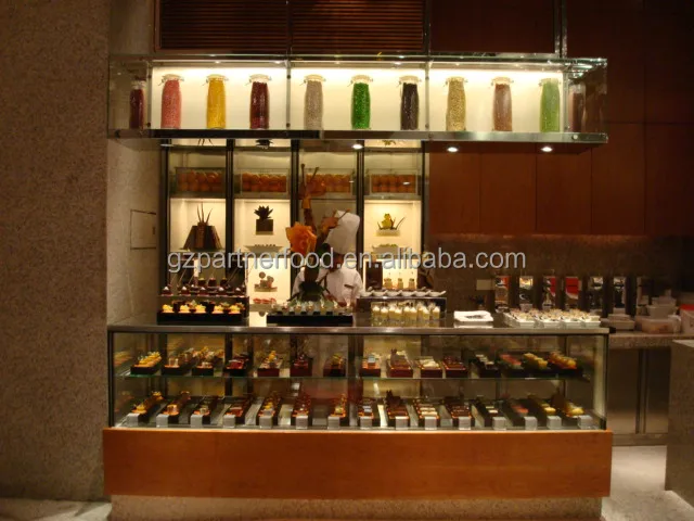 Modern Coffee Shop Counter Design - Display Stone Dessert Bar