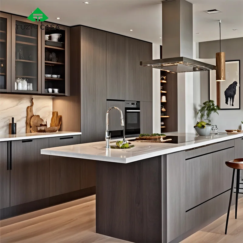 Tuzhi Casa 2024 Kitchen Full Cabinet Supplier Set Modular Modern Island Wood Furniture Kitchen ...