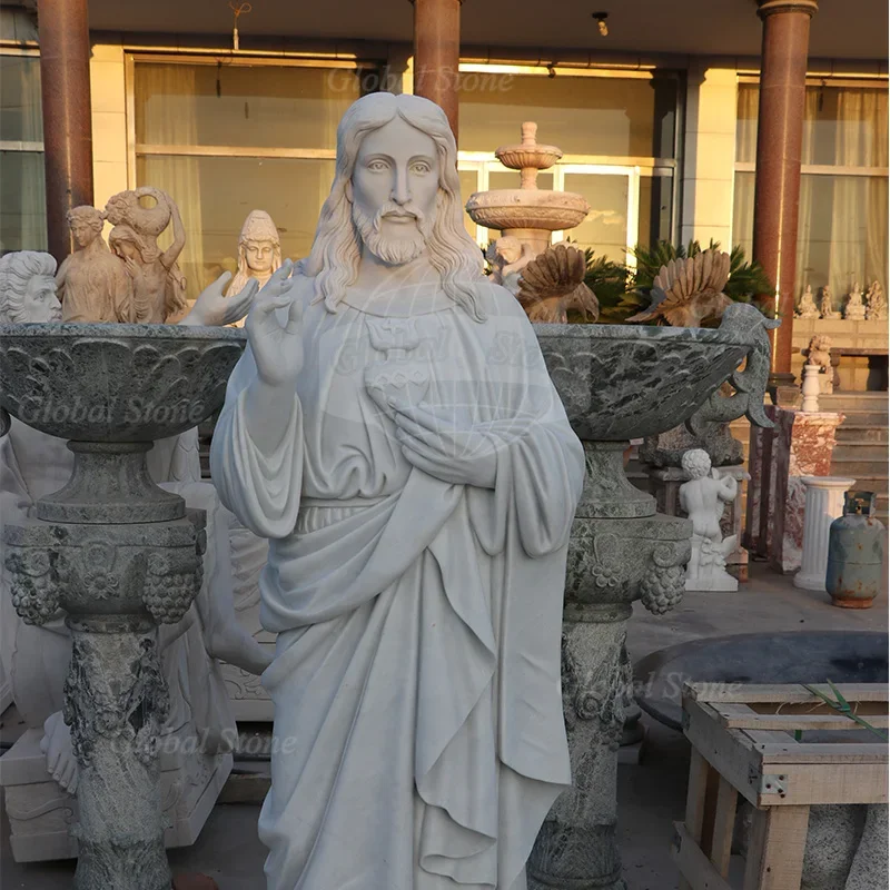 Outdoor Large Life Size Hand Carved Stone White Marble Statues Of Jesus ...