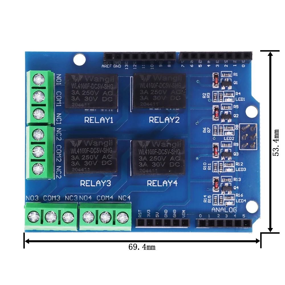 4 Channel 5v Relay Shield Module,Four Way Relay Control Board Expansion ...