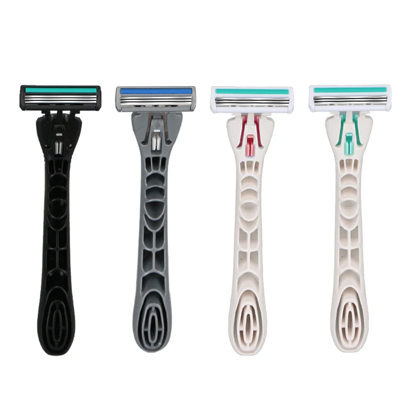 Premium Quality Plastic Rubber Men System Safety Razor 3 Blade System ...