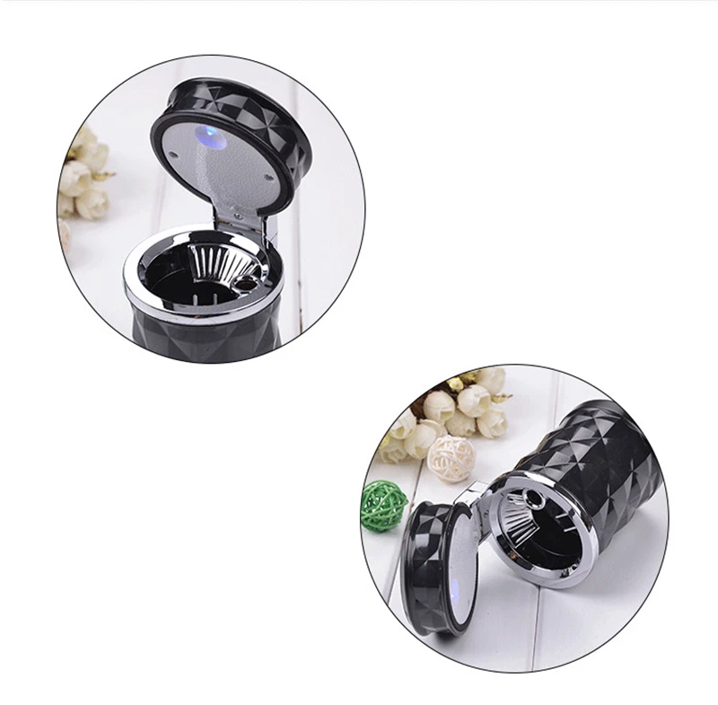 Car Ashtray with LED Light - Rhinestone Smokeless Solution