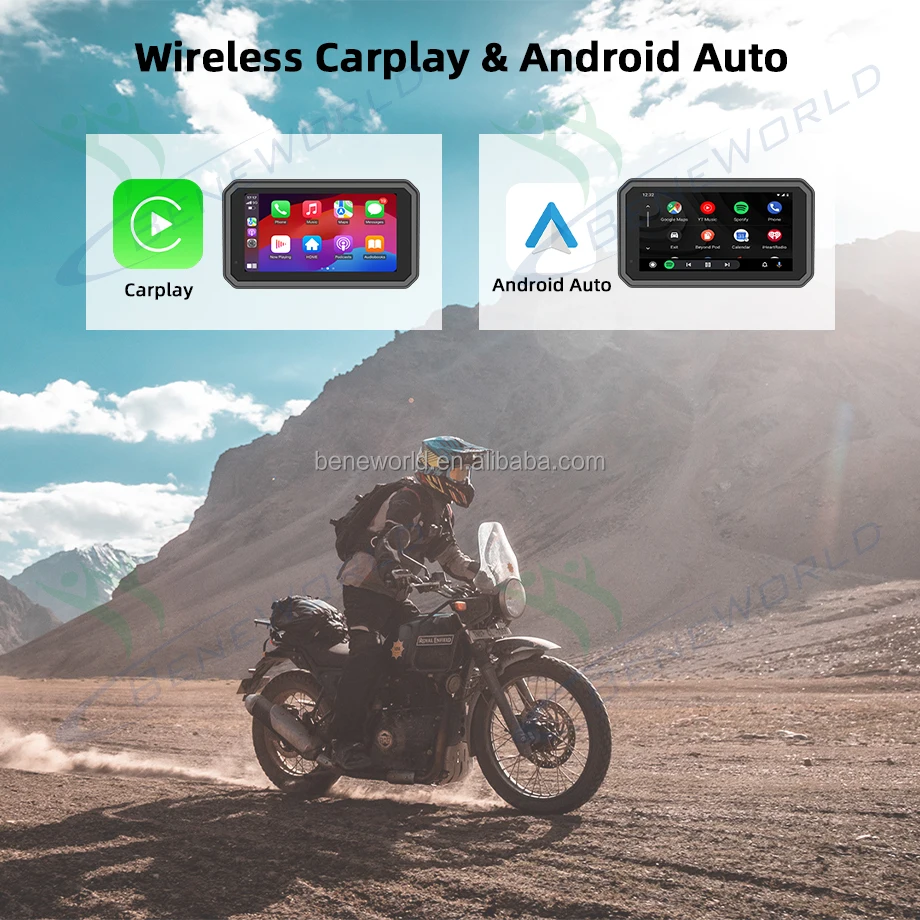 Wireless Motorcycle Potable Carplay Android Auto Touch Screen IP67 ...