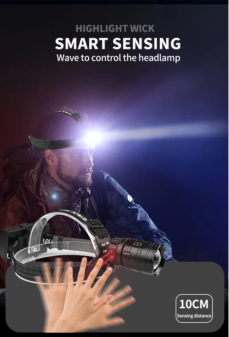 1000m ZOOM XHP70 30W 1200 Lumen 18650 Output LED Headlight USB Rechargeable Waterproof Fishing ...