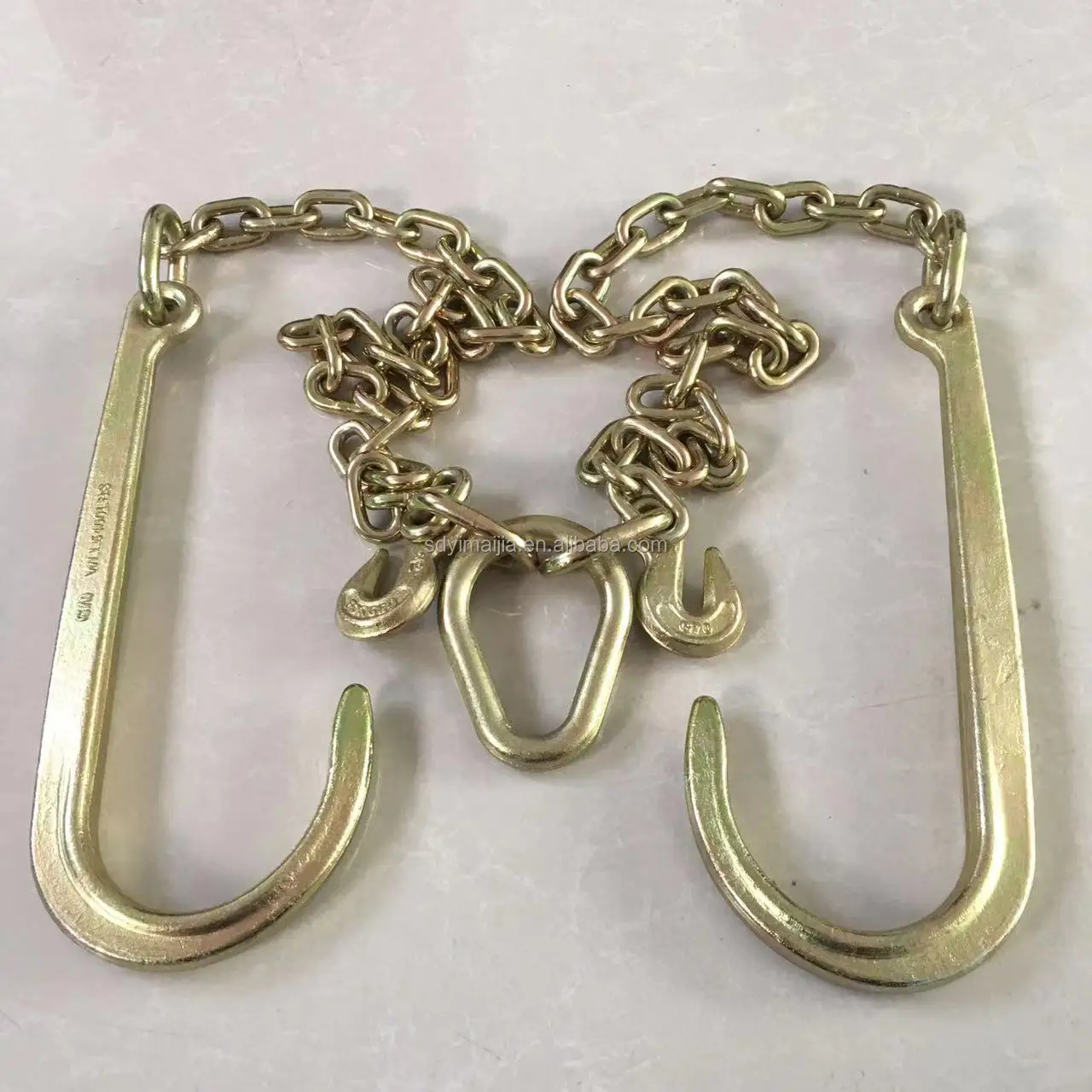 G70 15"J hook 8" J hook 5/16" 3/8" tow bridle Yellow Galvanized trailer ...