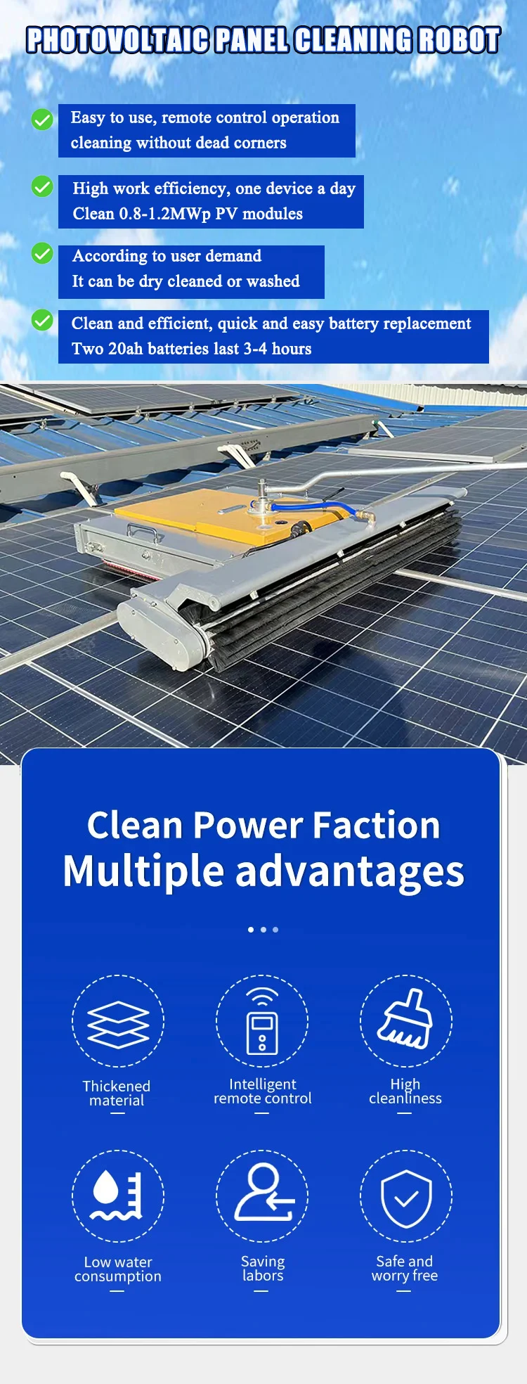 Wireless Automatic Solar Panel Cleaning Robot Remote Control Solar ...