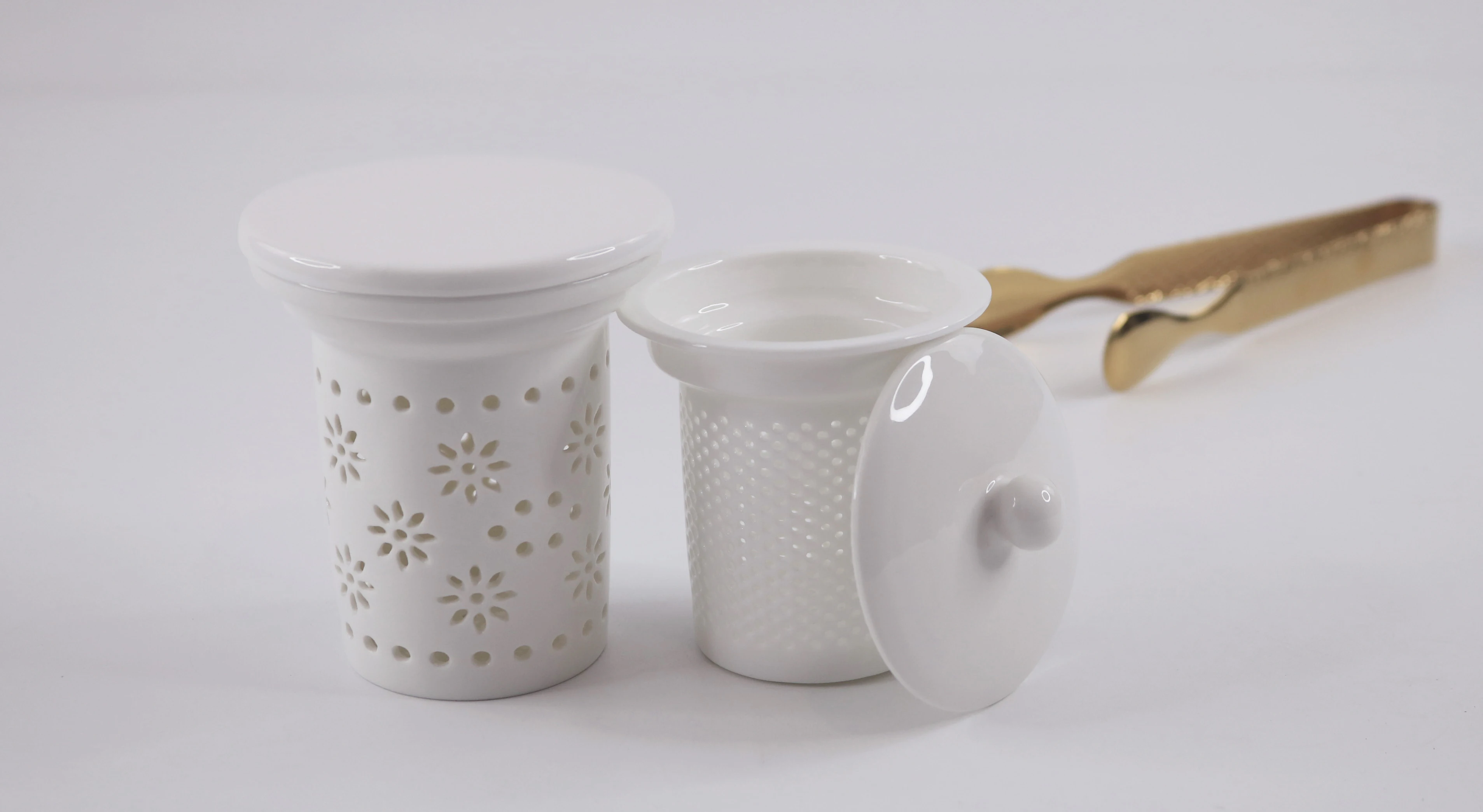 Minimalist Modern Porcelain Wide Mouth Tea Infuser Filter Lidded ...