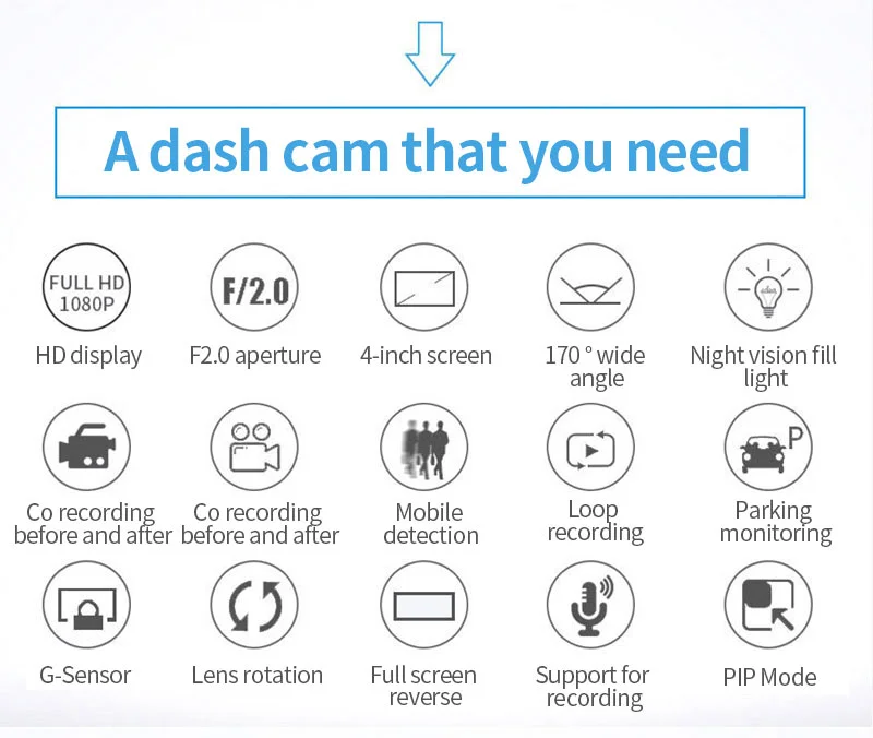 3 Lens Camera Car DVR Dash Cam HD 1080P - Universal Model