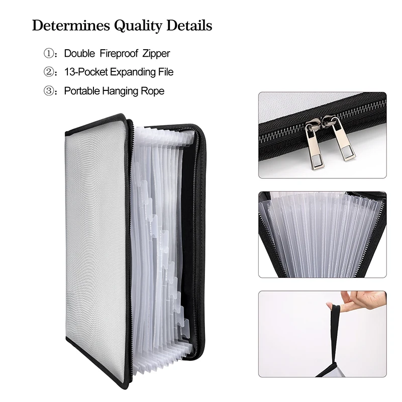 File Collection Bag Expandable File Fold with Zipper for Men Women ...