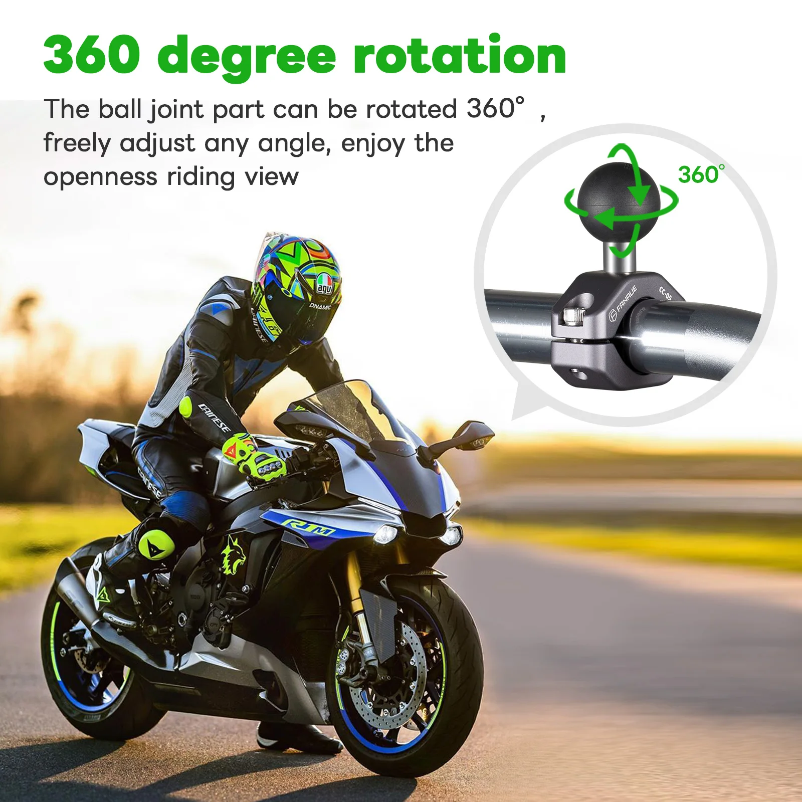 FANAUE Handlebar U-Bolt Base Desk Mount for Rails 22-32mm Diameter CC ...