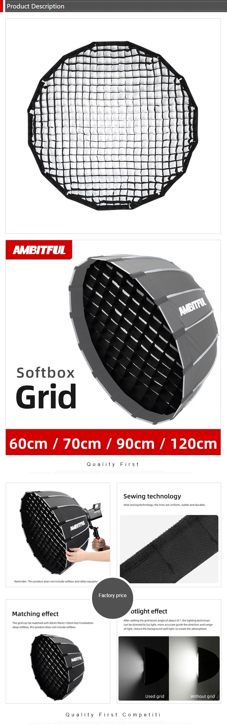 AMBITFUL Softbox Honeycomb Grid - Enhance Your Lighting
