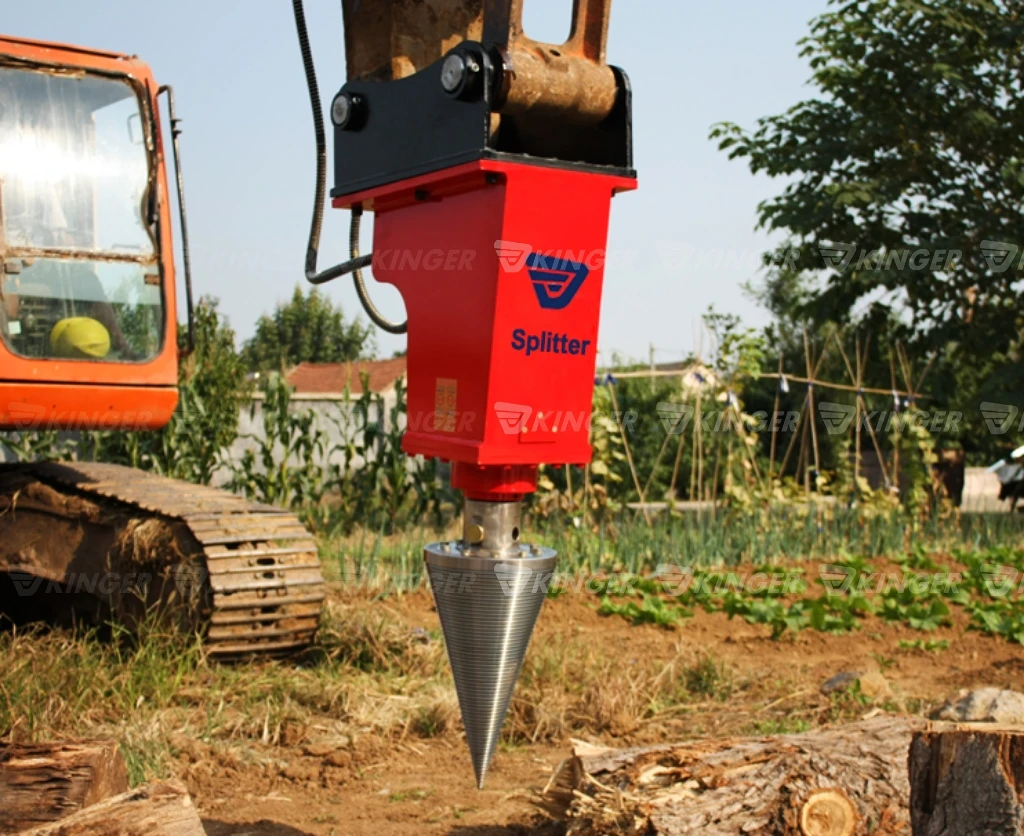 KINGER Excavator Cone Log Splitter Hydraulic Wood Log Splitter for Skid ...