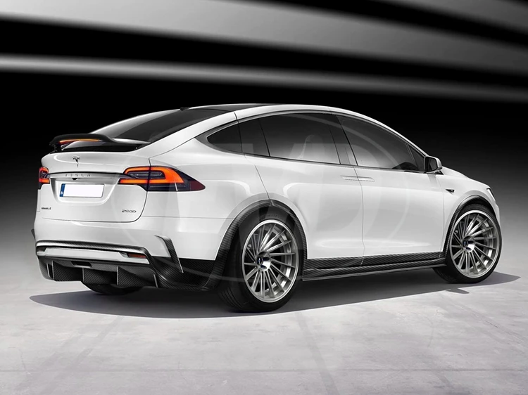 Revozport Style Carbon Fiber Rear Diffuser For 2016-2017 Tesla Model X ...