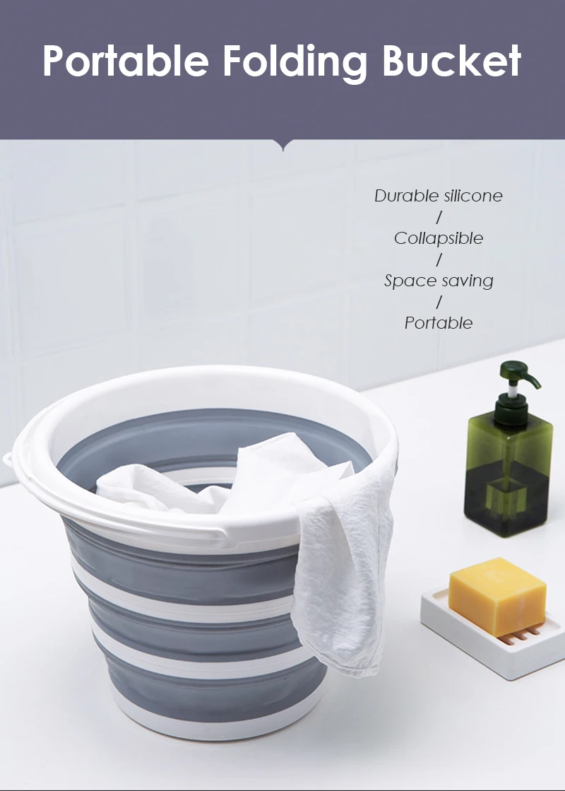Household 10l Foldable Cleaning Washing Round Collapsible Folding Water ...