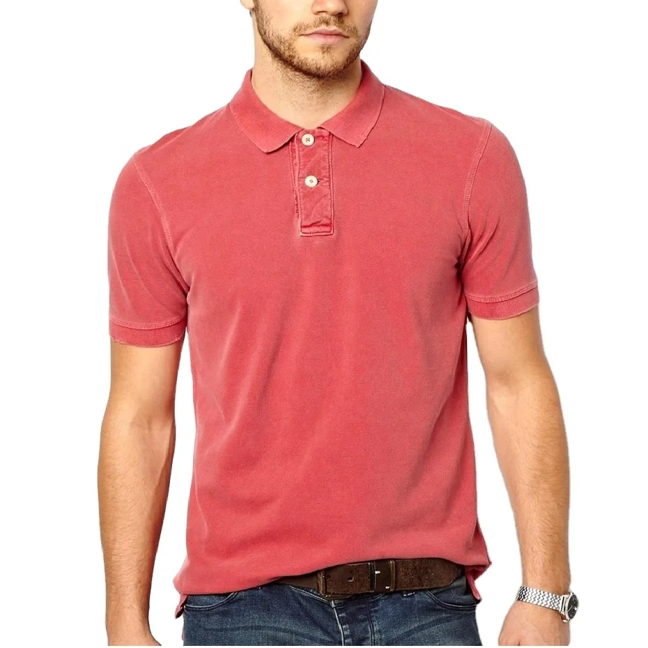 Vintage Washed Polo Shirt For Men 100 Cotton Pique Polo Collar Shirt ...