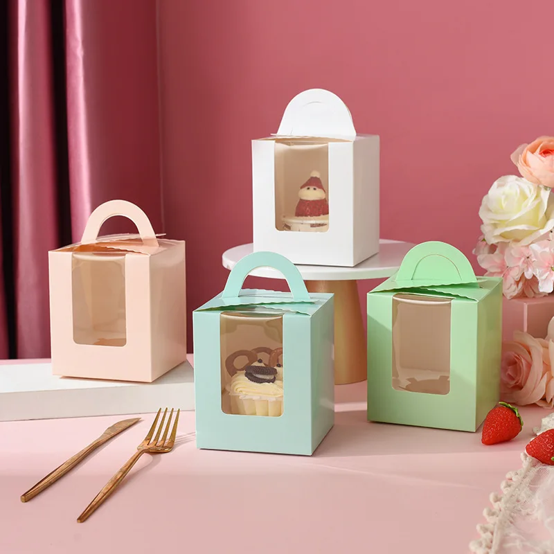 Custom Portable Transparent Window DIY Dessert Takeaway Paper Box for ...
