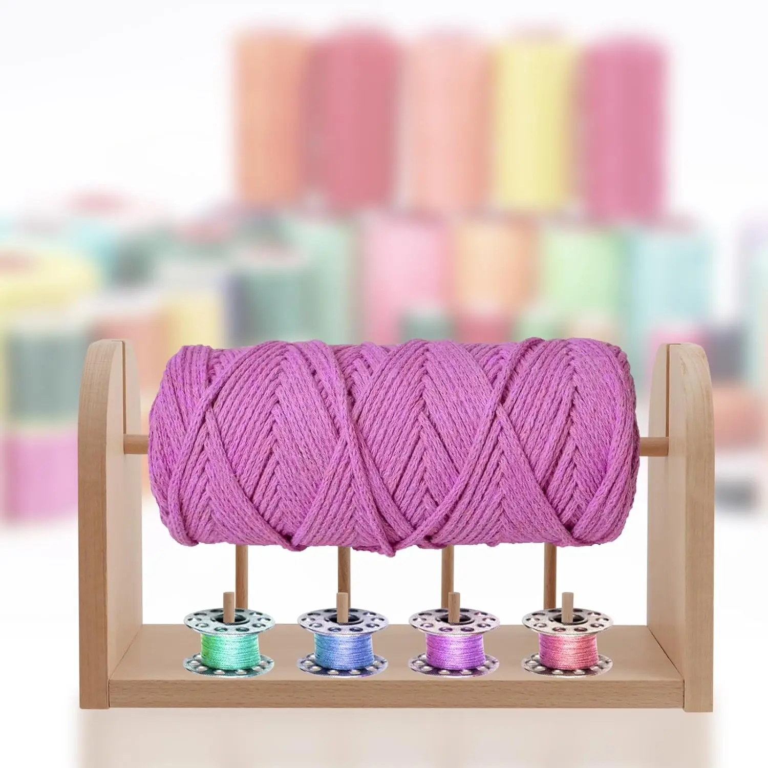 Wood Yarn Spool Holder Stand,Detachable Crochet Yarn Holder Rack For ...