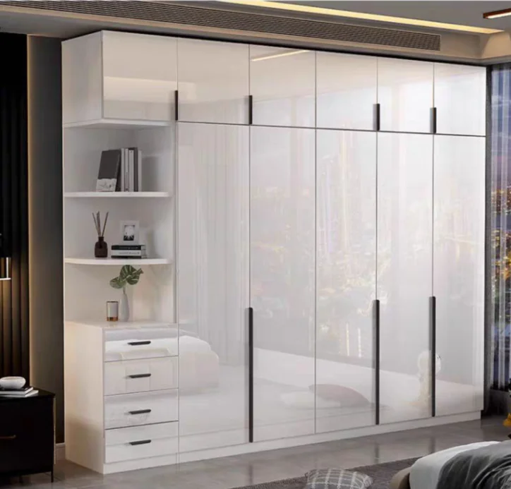 High Gloss Mdf Board Modern 3/4/5/6 Doors 4 Drawers Closet Wardrobe ...