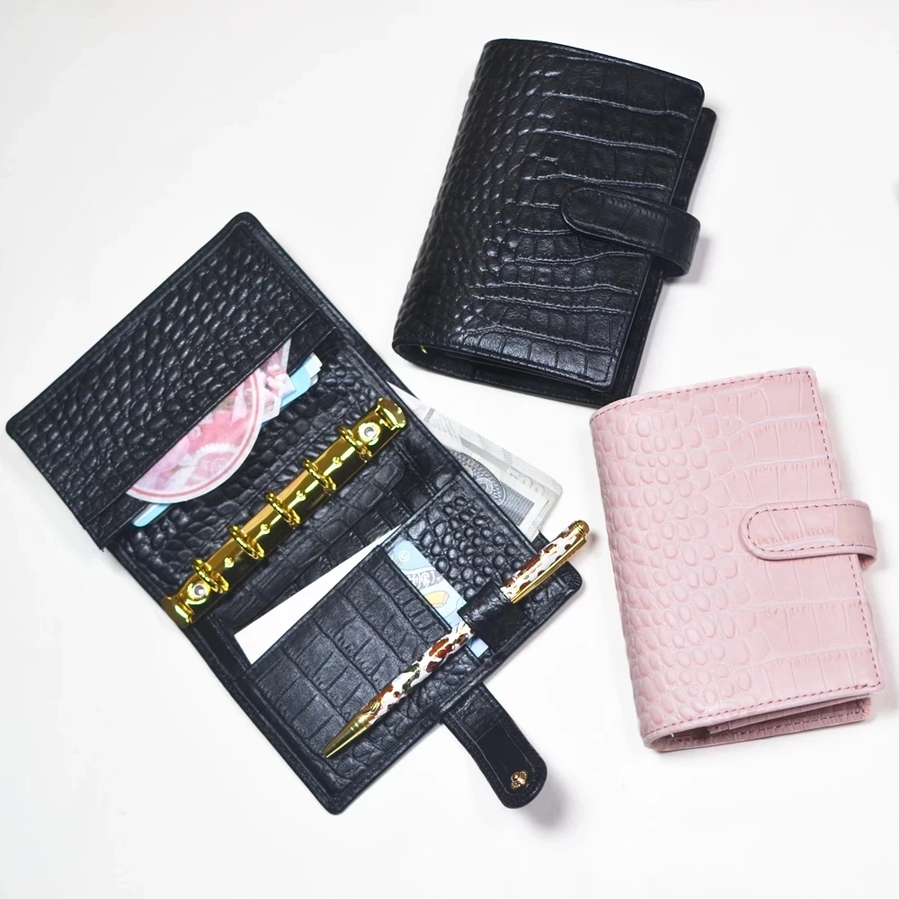 Mini A5 A6 A7 5 Rings Hardcover Loose-leaf Wallet Portable Notepad ...