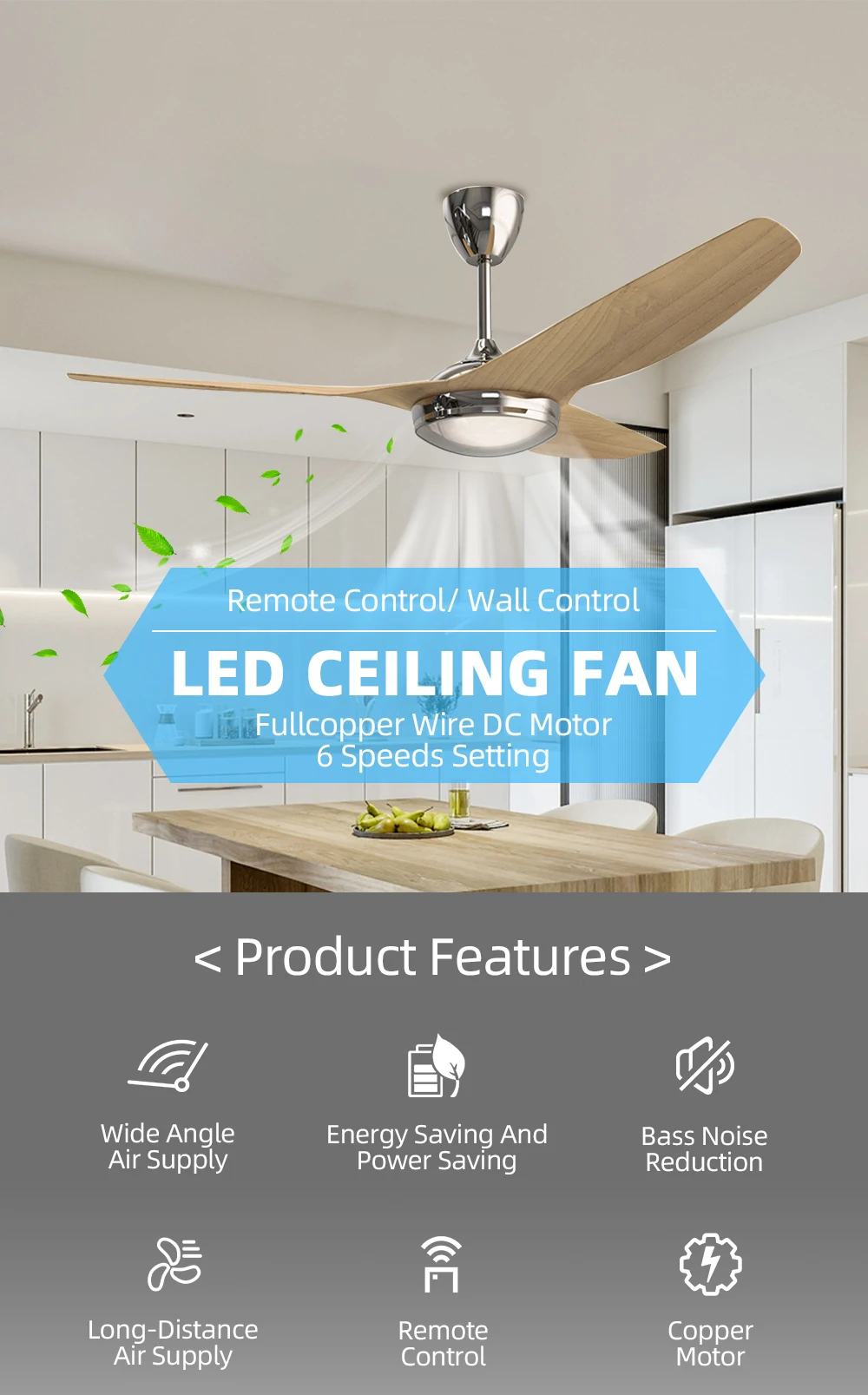 Modern Luxury Abs Blade European Style Energy Saving Control Ceiling ...