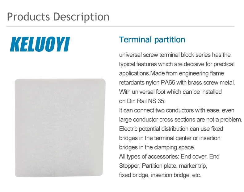 Zhejiang Cloy Terminal Block Connector Ts/k Terminal Block Baffle Self ...