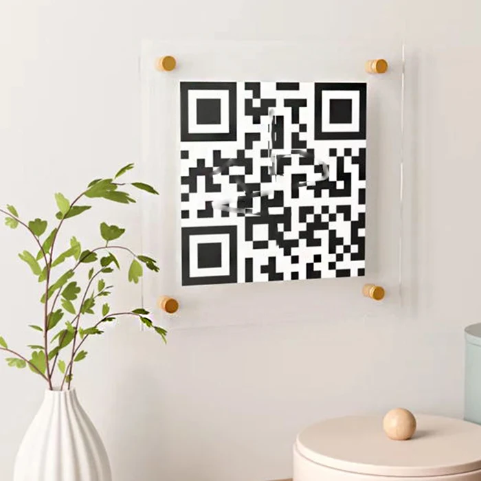 Square Clear Acrylic Wifi QR Code Block for Restaurant